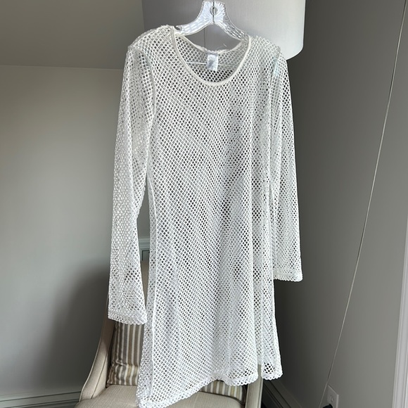 Swim | White Mesh Bathing Suit Cover Up Size L | Poshmark